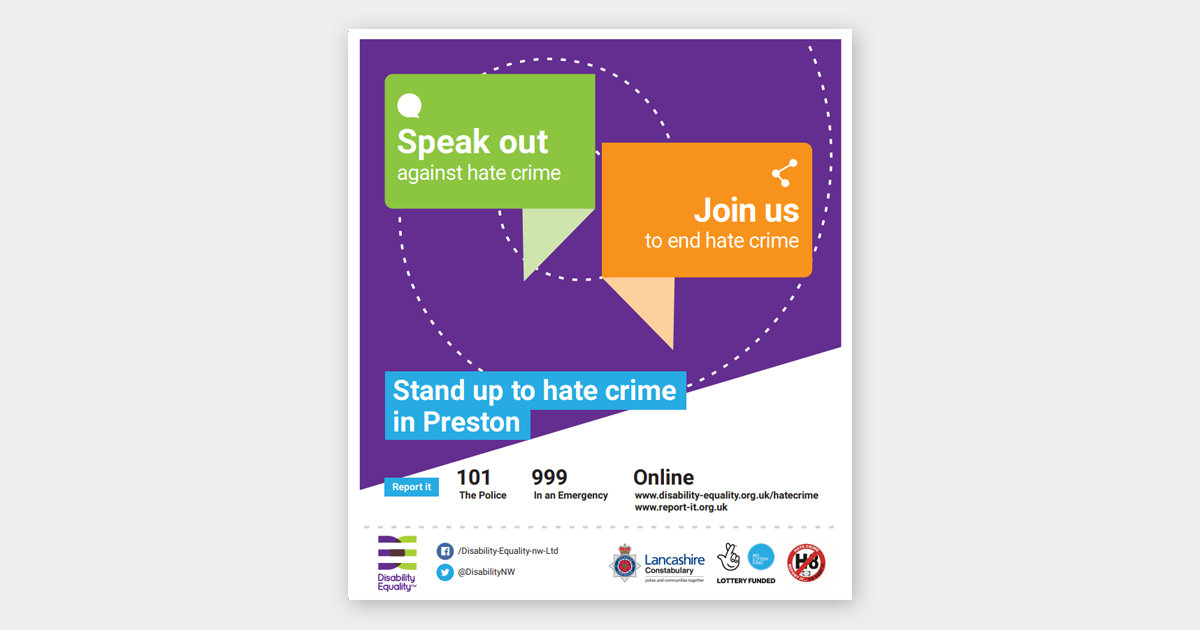Stand up to Hate Crime Sticker - Disability Equality North West