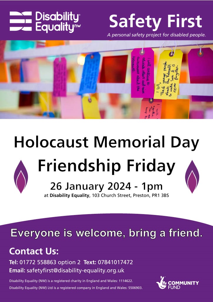 Holocaust Memorial Day - Friendship Friday - Disability Equality North West